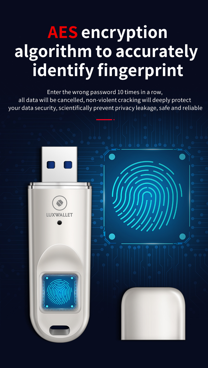 LUXWALLET SecureTouch – USB 3.0 Flashdrive Met Vingerafdruk